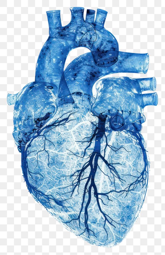 Detailed blue anatomical heart illustration | Free PNG - rawpixel