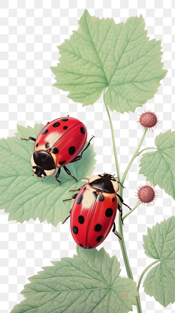 Wallpaper ladybugs animal insect plant. | Premium PNG - rawpixel