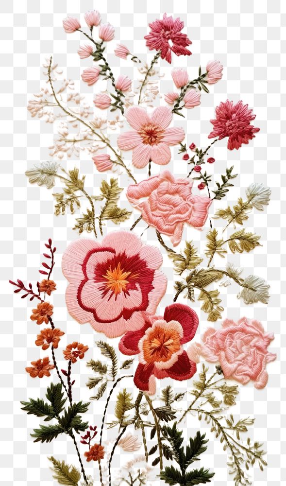 Flower border embroidery needlework pattern. | Free PNG - rawpixel