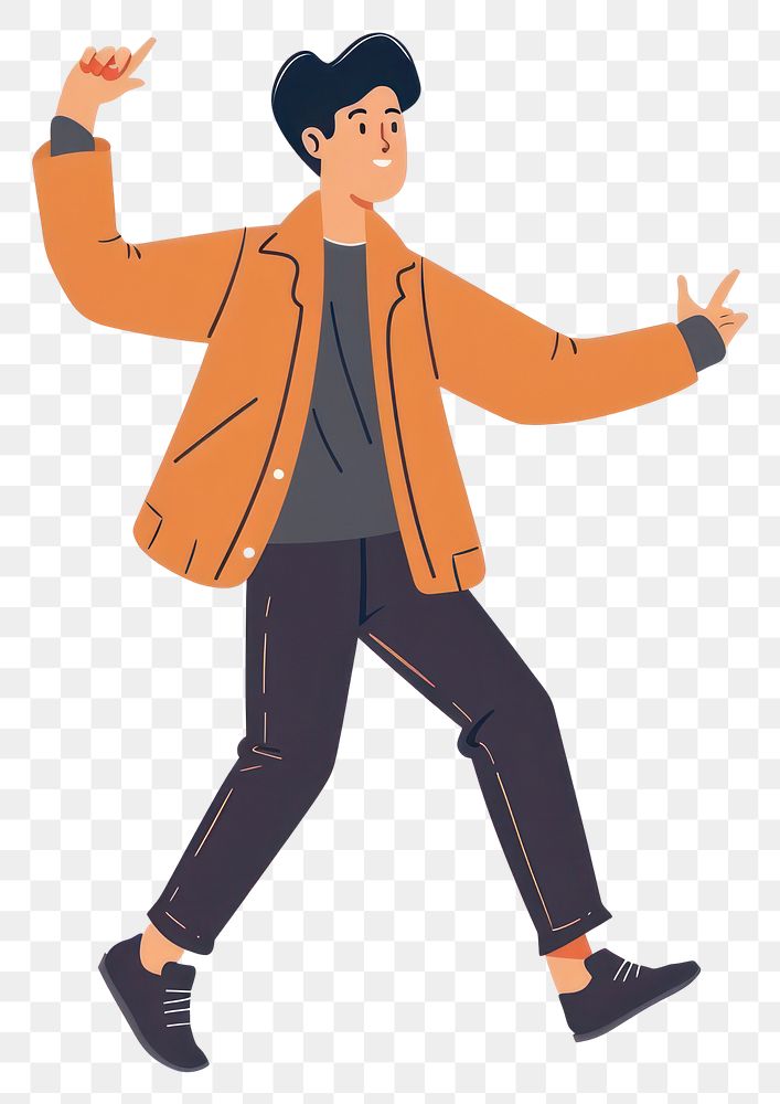 PNG Stylish animated character walking | Free PNG - rawpixel