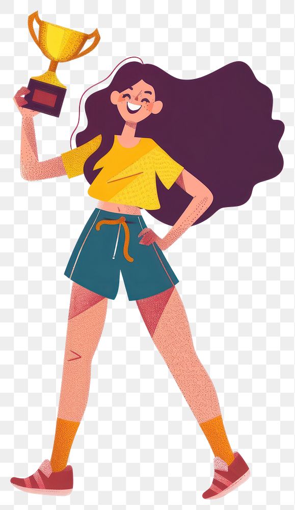 PNG Happy woman holding trophy | Free PNG - rawpixel