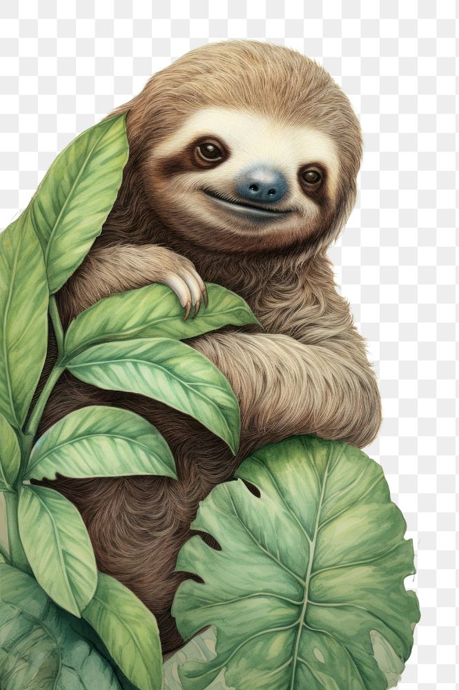Wallpaper sloth wildlife drawing animal | Free PNG - rawpixel
