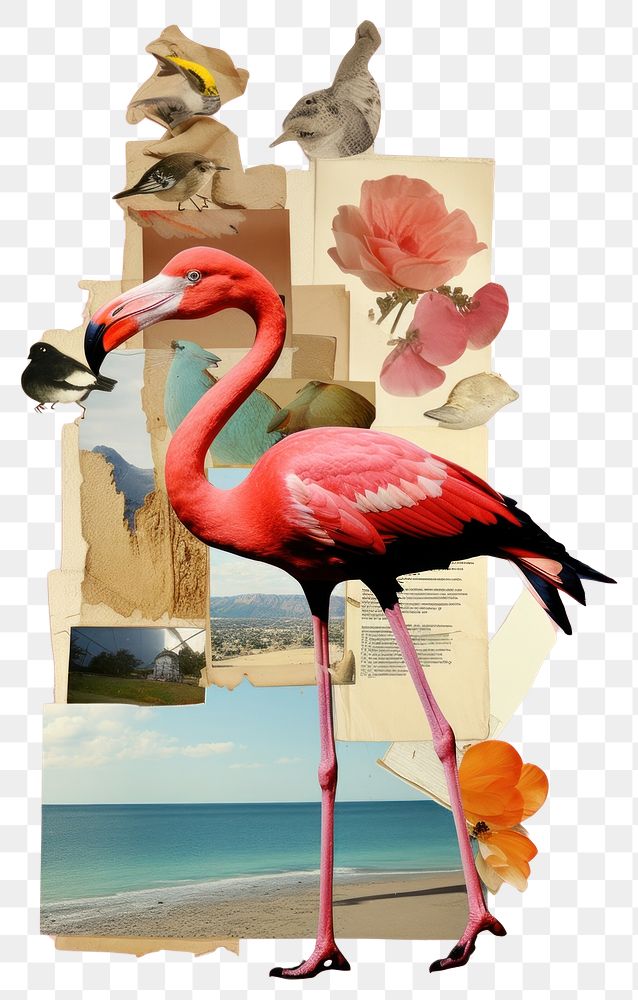 PNG Flamingo collage nature art | Free PNG - rawpixel