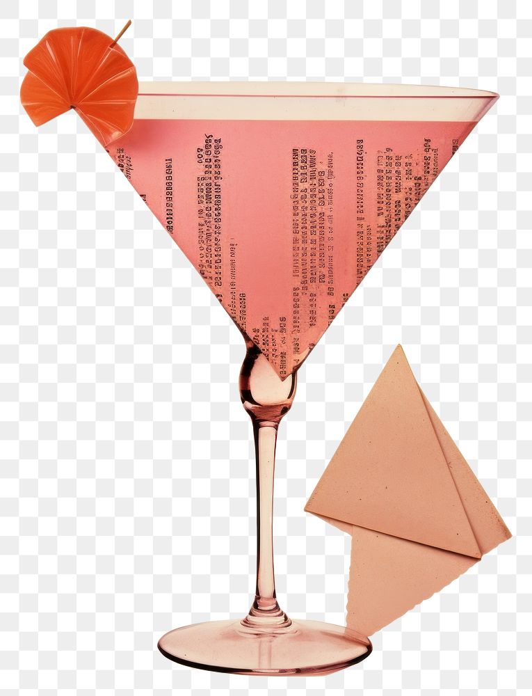 PNG Pink cocktail with origami | Free PNG - rawpixel