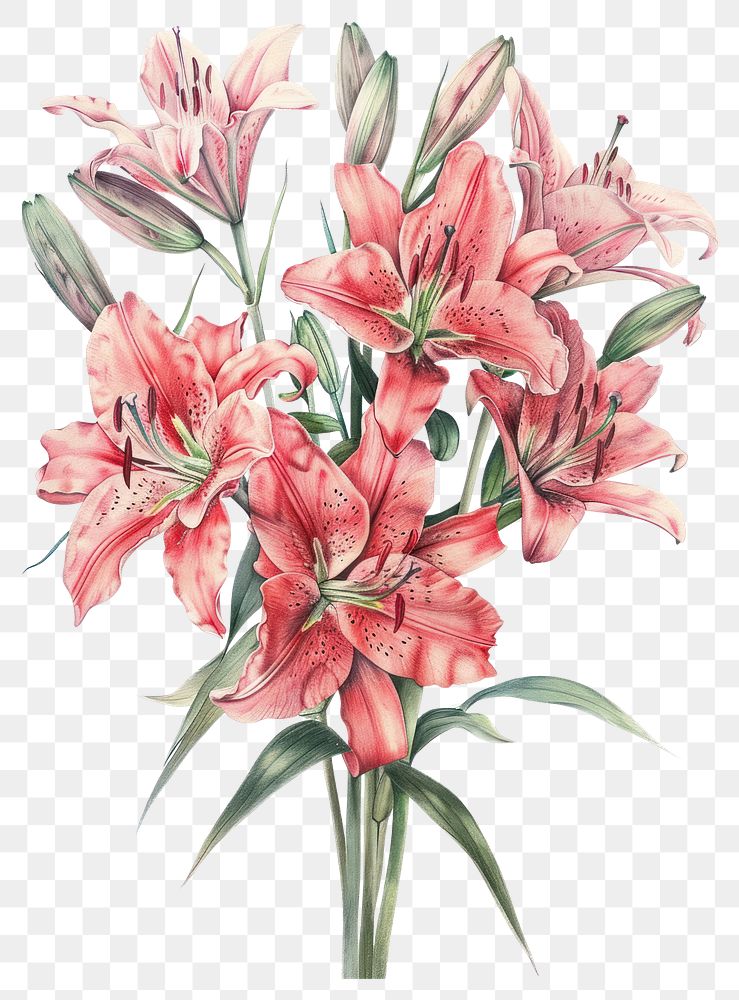 PNG Red lilly flowers bouquet | Free PNG - rawpixel