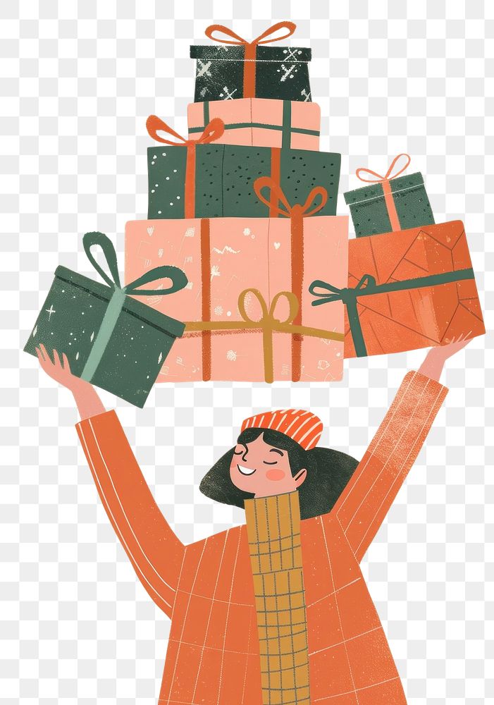 PNG Joyful person holding gift | Free PNG - rawpixel