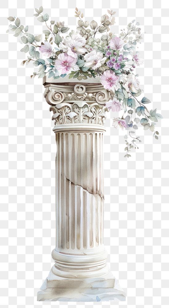 PNG Elegant floral column illustration | Free PNG - rawpixel