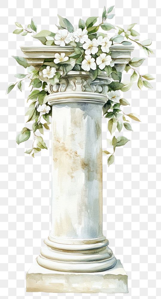 PNG Elegant floral column watercolor | Free PNG - rawpixel