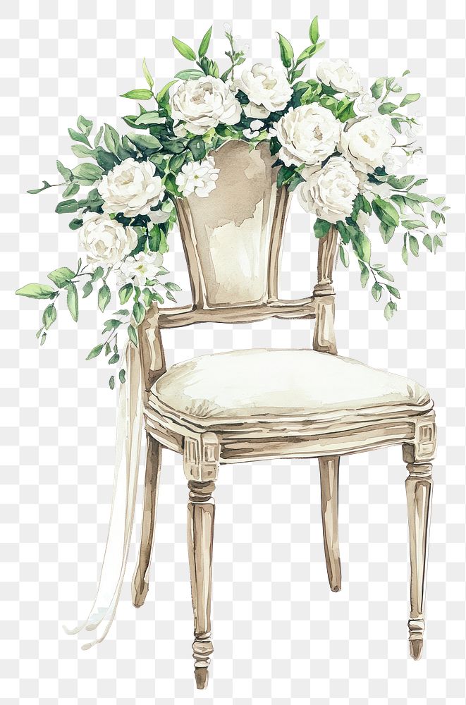 PNG Elegant floral wedding chair | Premium PNG - rawpixel
