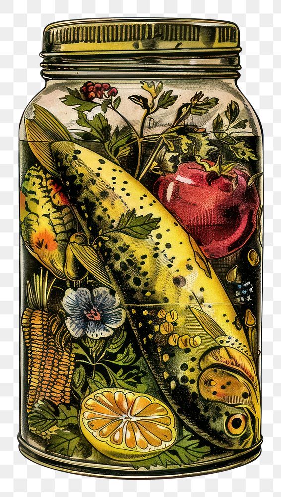 PNG Colorful nature-themed jar illustration | Free PNG - rawpixel
