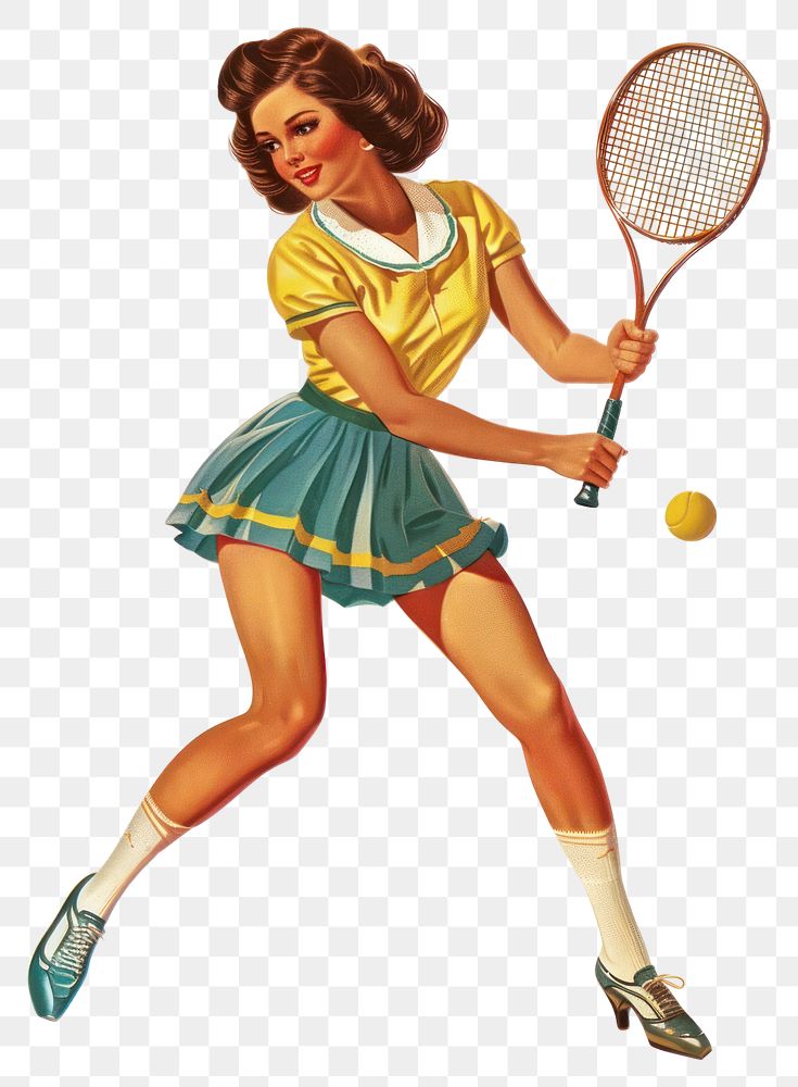 PNG Vintage tennis player illustration | Premium PNG - rawpixel
