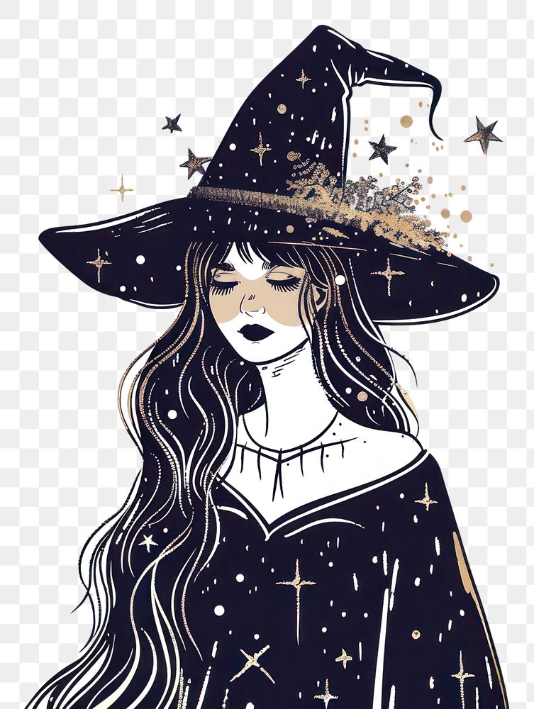 PNG Enchanting witch starry hat | Free PNG Illustration - rawpixel