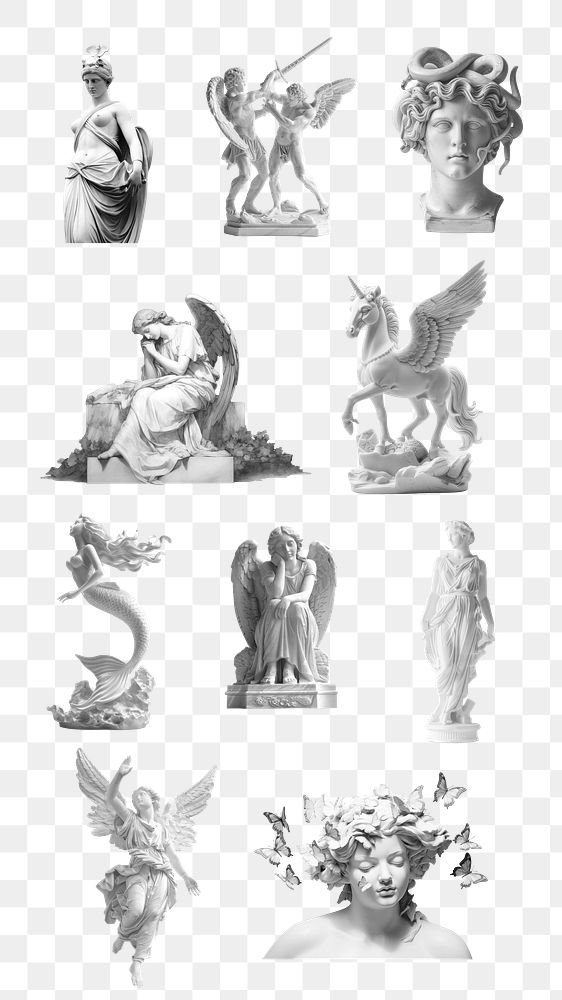 PNG aesthetic statue element set, | Free PNG - rawpixel