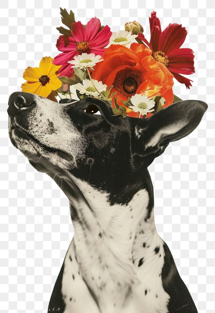 PNG Paper collage dog flower | Free PNG - rawpixel