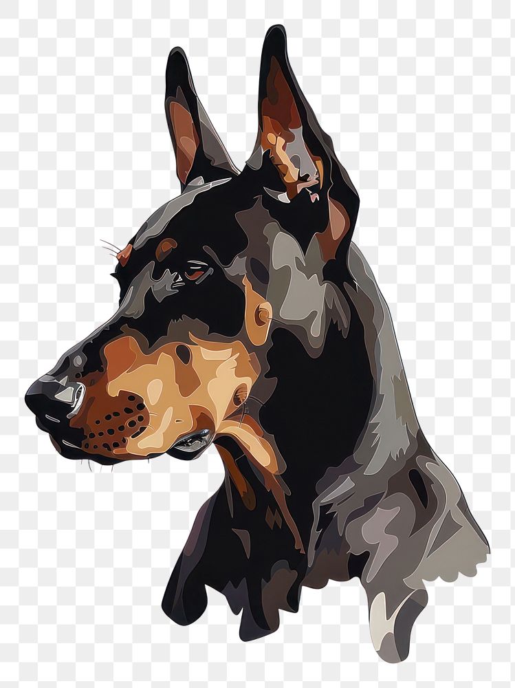 PNG Doberman digital art illustration | Free PNG - rawpixel