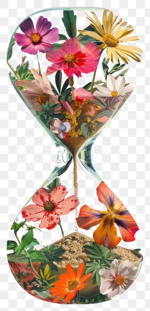 PNG Flower Collage Hourglass hourglass | Premium PNG - rawpixel