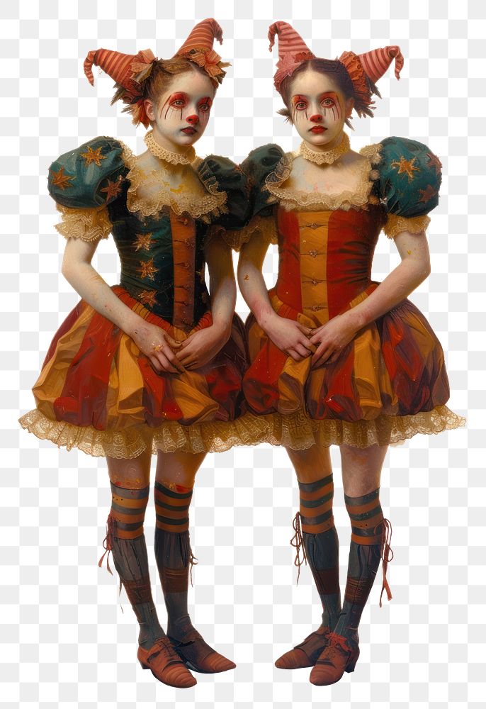 PNG Vintage clown twins costume | Free PNG - rawpixel