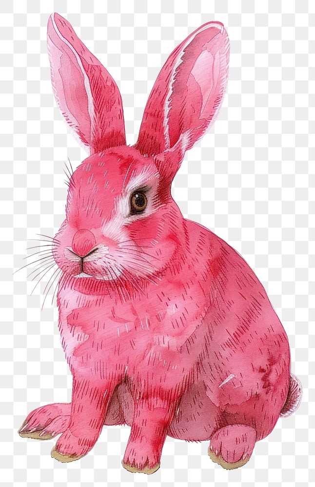 PNG Pink rabbit watercolor illustration | Free PNG - rawpixel