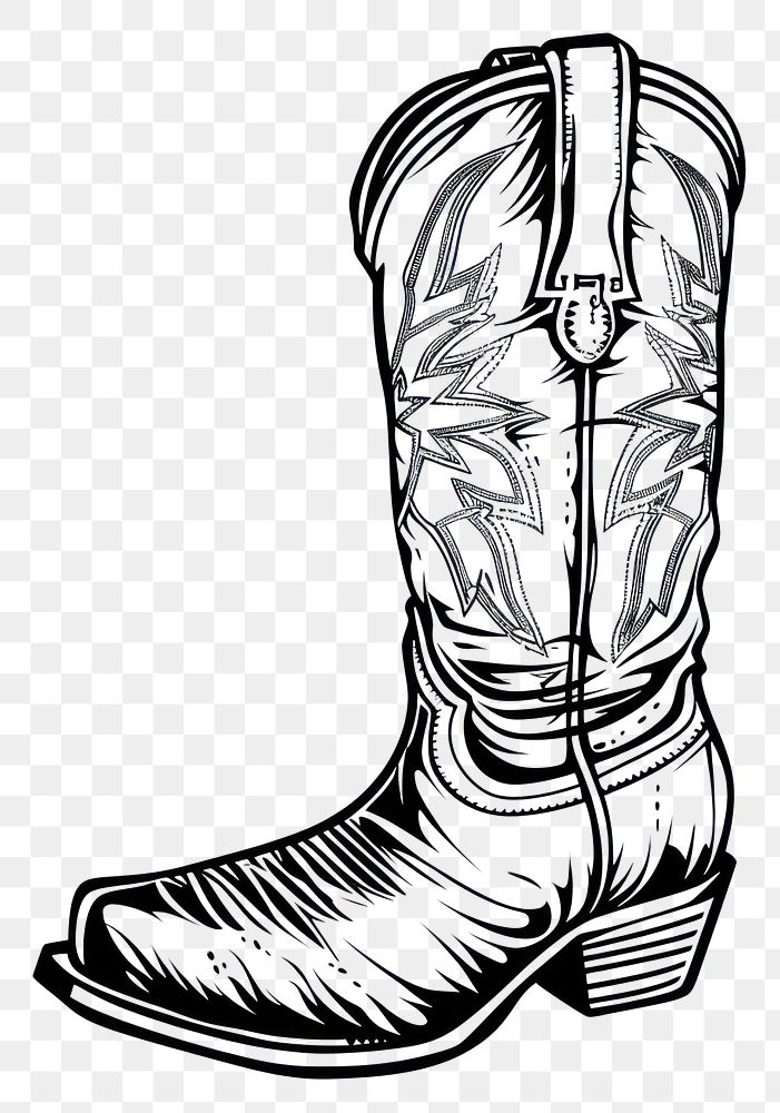 PNG Detailed black cowboy boot | Free PNG - rawpixel