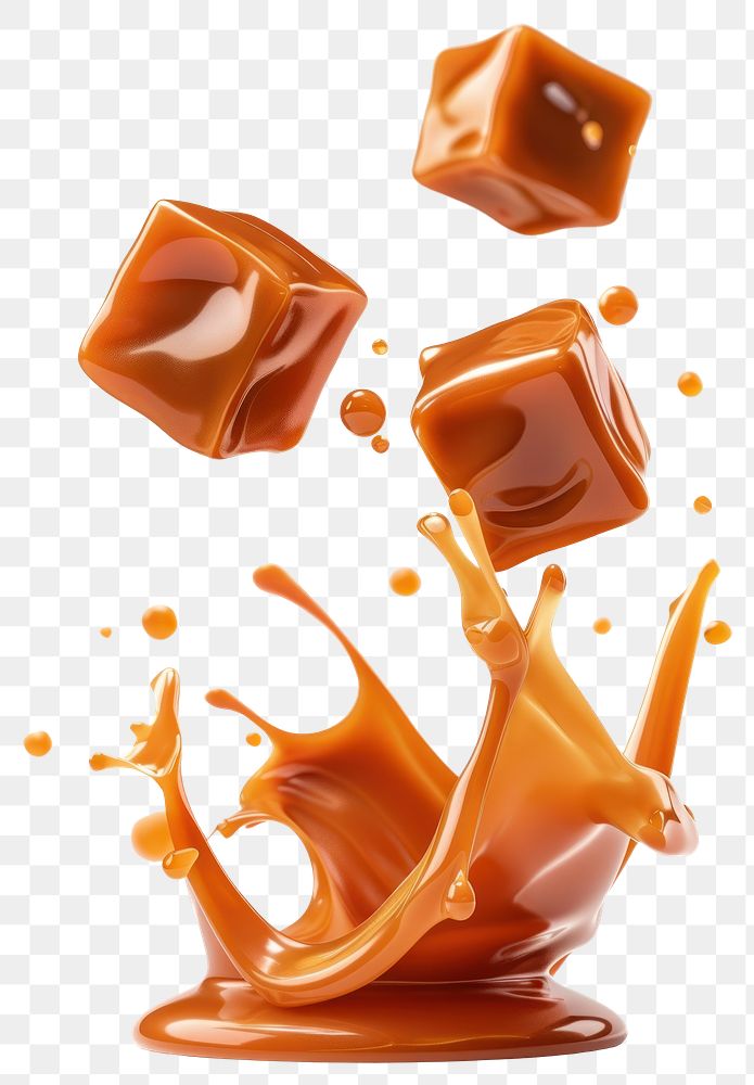 Caramel cubes splashing liquid | Premium PNG - rawpixel