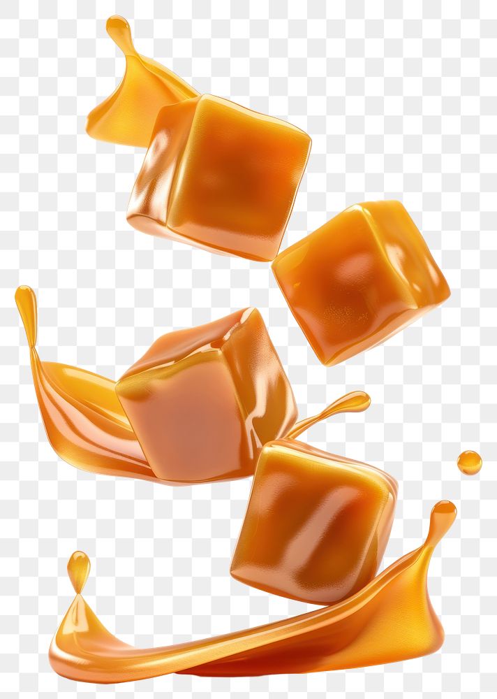 Delicious caramel cubes splashing | Free PNG - rawpixel