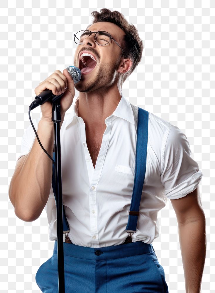 Singing microphone shouting portrait. | Free PNG - rawpixel
