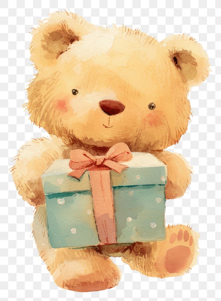 PNG Cute bear holding gift | Free PNG - rawpixel