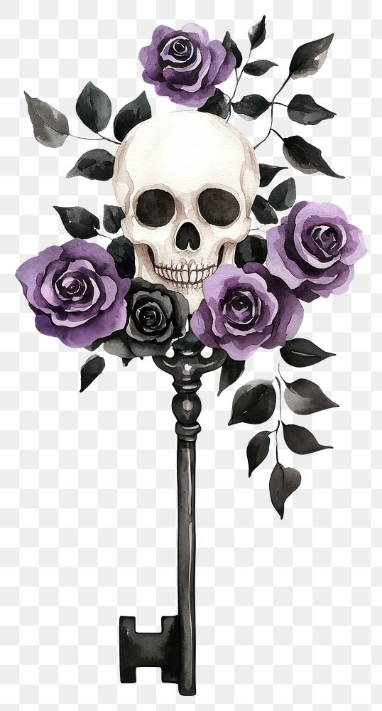 PNG Roses key illustration watercolor | Free PNG - rawpixel