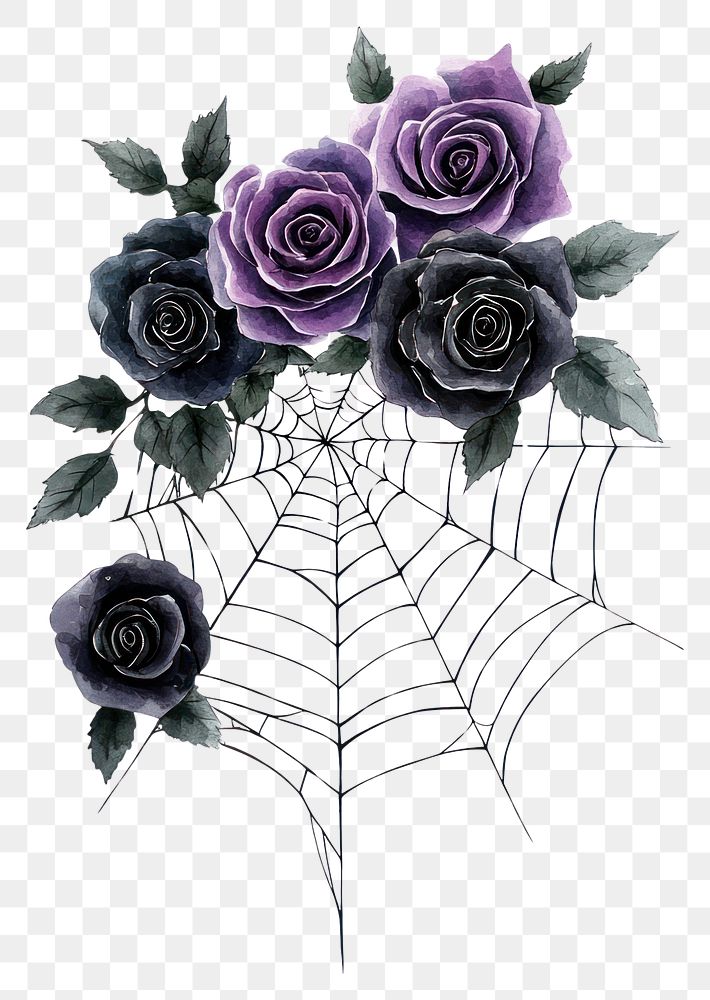 PNG Spider web roses art | Free PNG - rawpixel