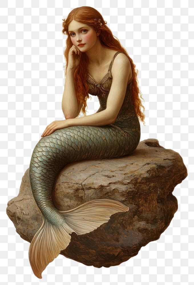 PNG mermaid sitting rock art | Premium PNG - rawpixel