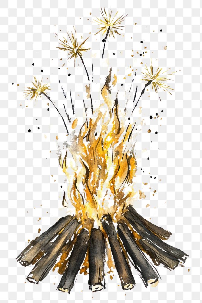 PNG Bonfire Sparklers illustration watercolor | Premium PNG - rawpixel