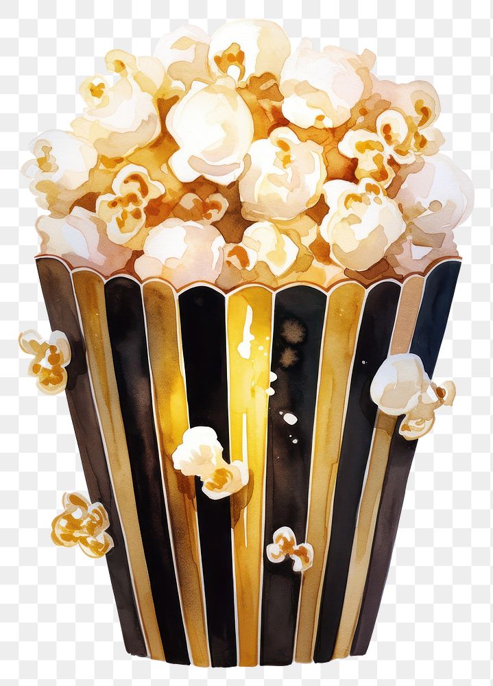PNG popcorn illustration watercolor snack. | Free PNG - rawpixel