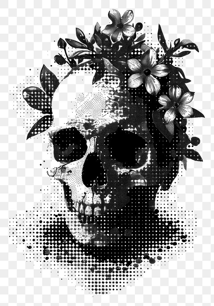 PNG skull flowers growing it | Free PNG - rawpixel