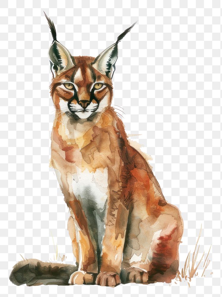 PNG caracal illustration watercolor artwork. | Free PNG - rawpixel