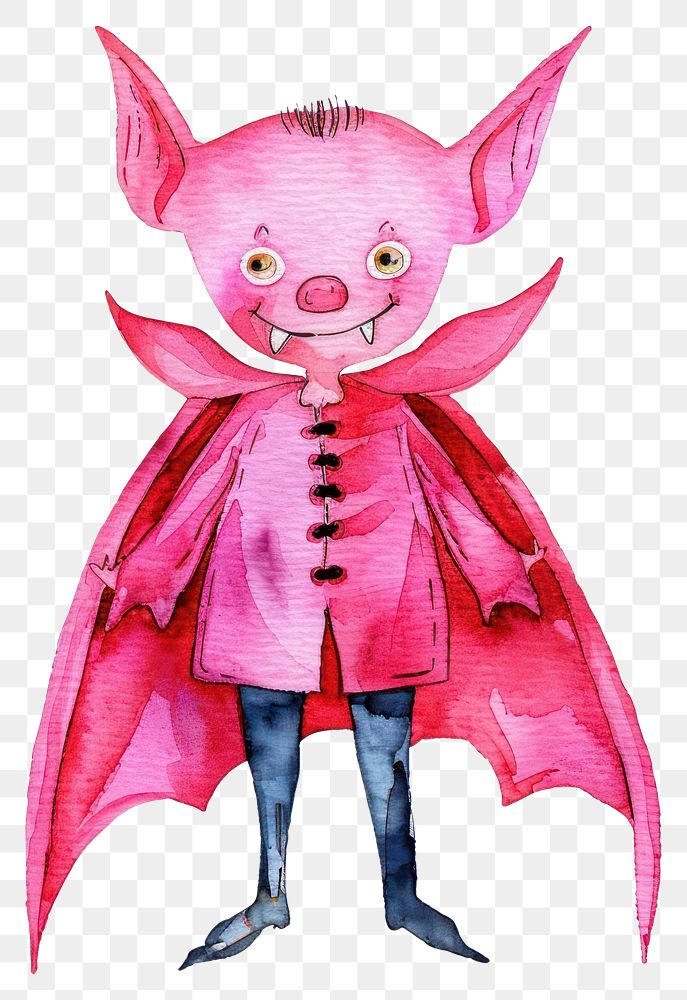 PNG Vampire illustration watercolor pink. | Premium PNG - rawpixel