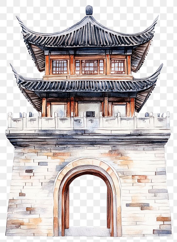 PNG Chinese castle gate architecture | Free PNG Illustration - rawpixel
