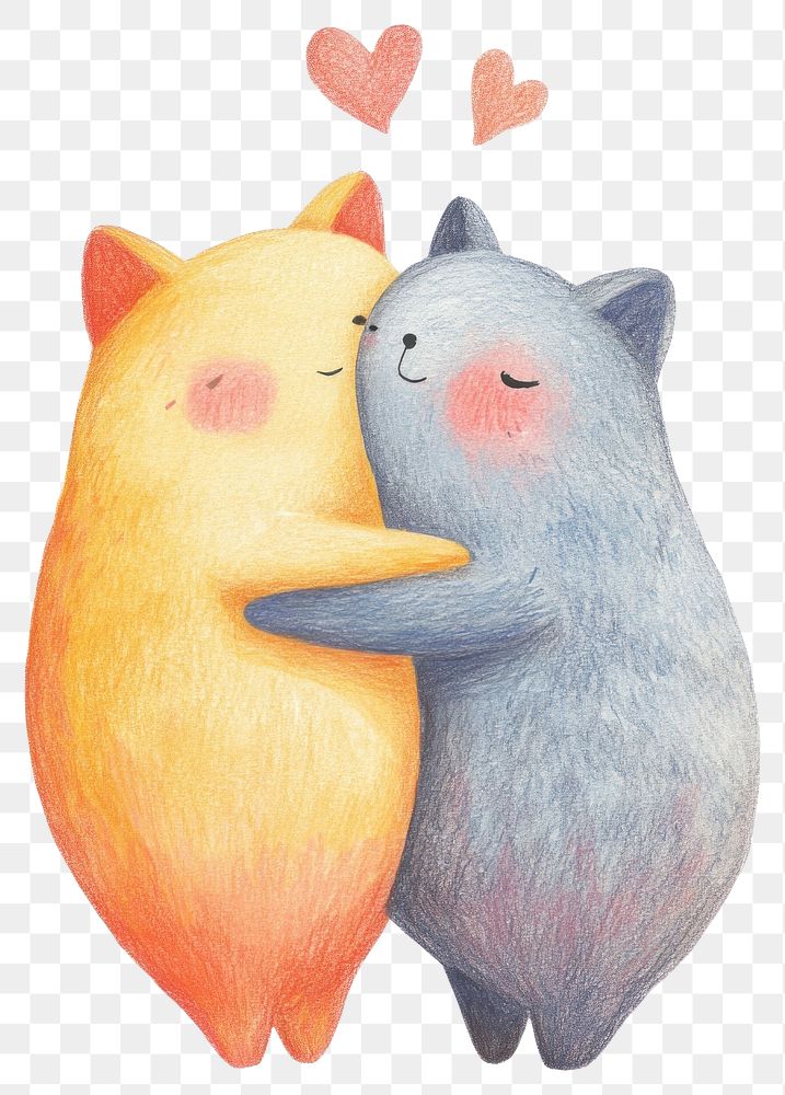 PNG Couple animal hugging illustration | Free PNG - rawpixel