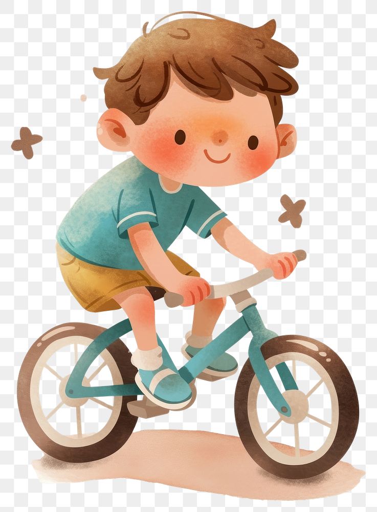 PNG cute boy riding bike | Premium PNG - rawpixel