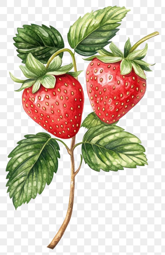 PNG Two strawberries tree branch | Free PNG - rawpixel