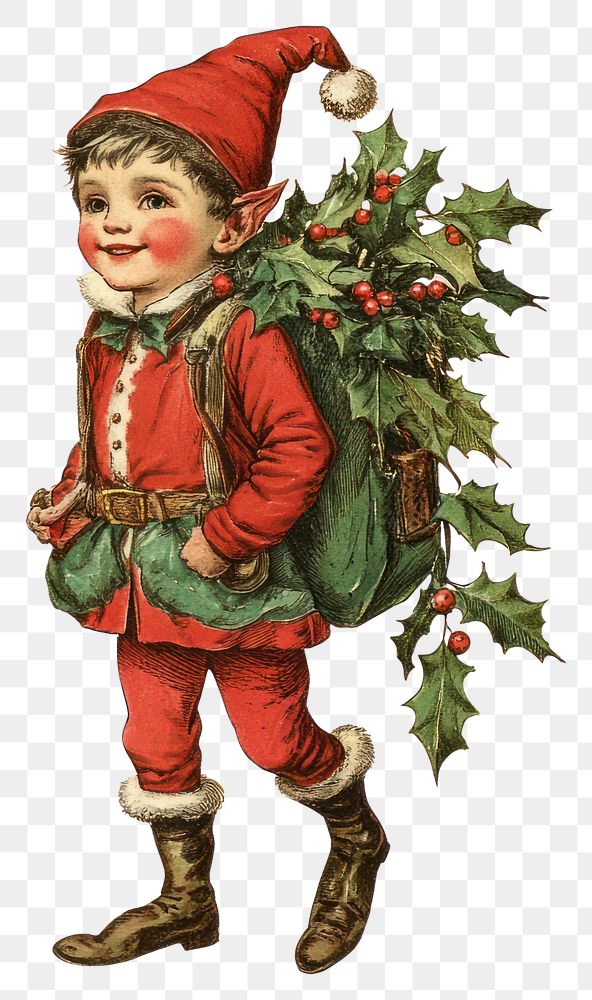 PNG Christmas elf illustration vintage | Premium PNG - rawpixel