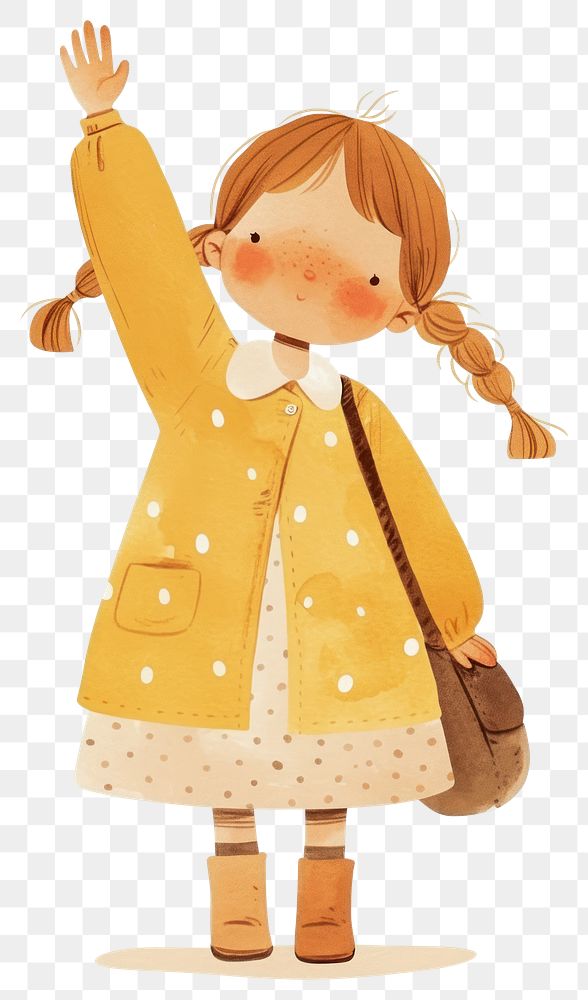 PNG cute girl waving hand | Free PNG - rawpixel