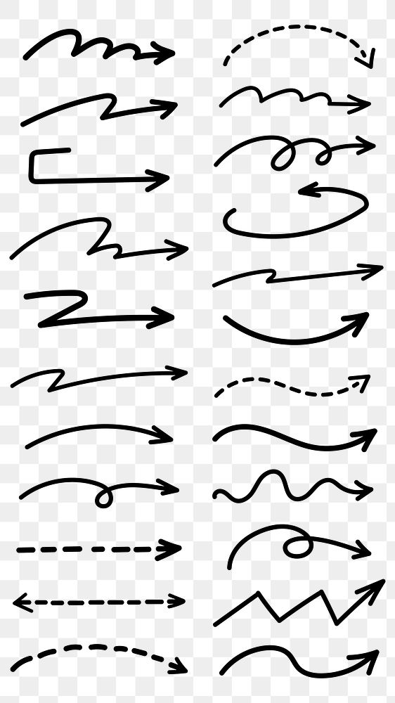 PNG hand-drawn arrow set, transparent | Free PNG - rawpixel