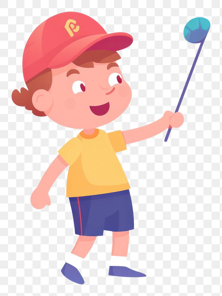 PNG Boy playing golf cartoon | Free PNG - rawpixel