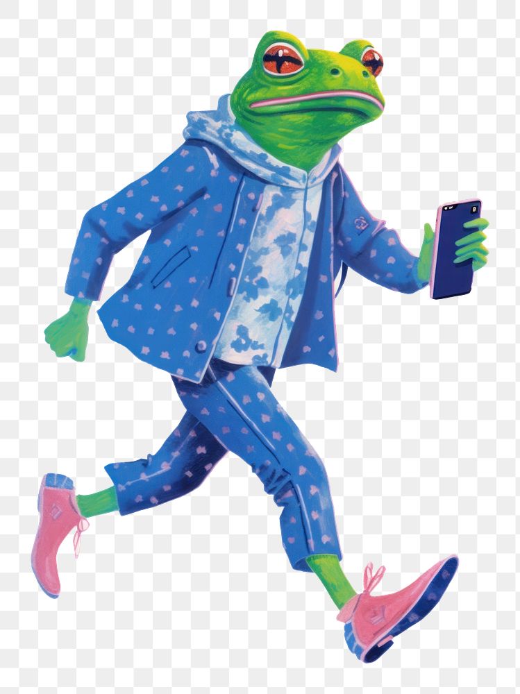 PNG cartoon Frog holding Mobile | Premium PNG - rawpixel