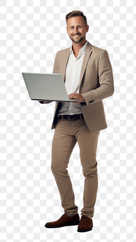 PNG Man standing laptop computer | Premium PNG - rawpixel
