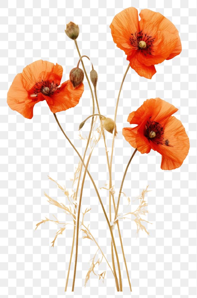 PNG Real Pressed California Poppys | Free PNG - rawpixel