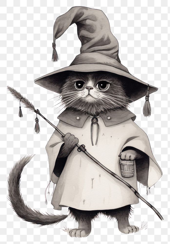 PNG wizard cat character drawing | Free PNG - rawpixel