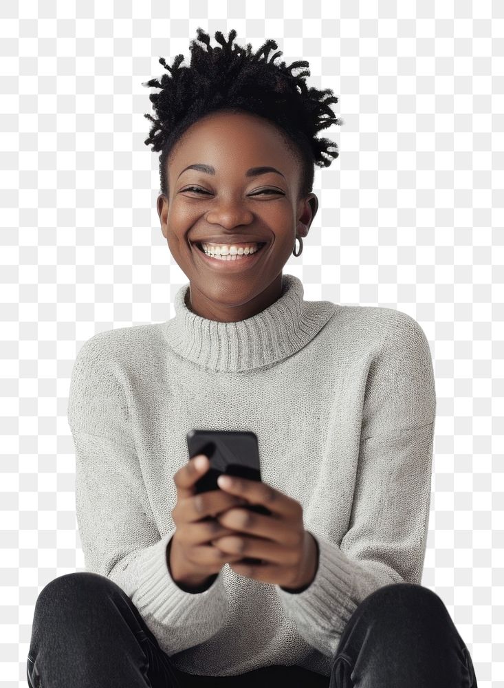 PNG Smart phone sitting smiling | Premium PNG - rawpixel