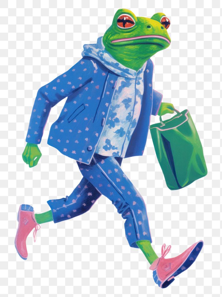PNG cartoon Frog holding shopping | Free PNG - rawpixel