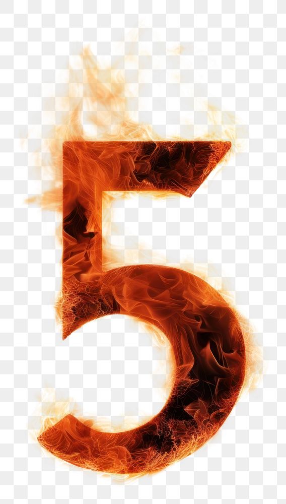 Burning number 5 text fire | Premium PNG - rawpixel